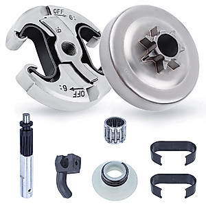 Adefol .325" 7T Clutch Drum 8pcs Kit For Husqvarna 340 345 350 Chainsaw Replacement Parts with Clutc, Spring, Needle Bearing, Oil Pump,Worm Gear, Oiler for 578097901, 503931801, 537110503 Accessories
