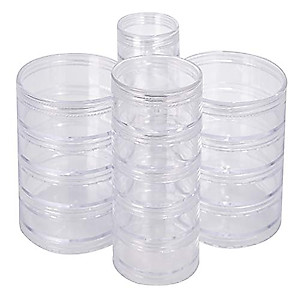 The Beadsmith – Stack Jar 4-Piece Assortment – 2 x 4 Stack, 1 x 5 Stack, 1 x 6 Stack, Pill containers, Empty Pot Jars, refillable Cosmetic containers, Small Plastic Organizers