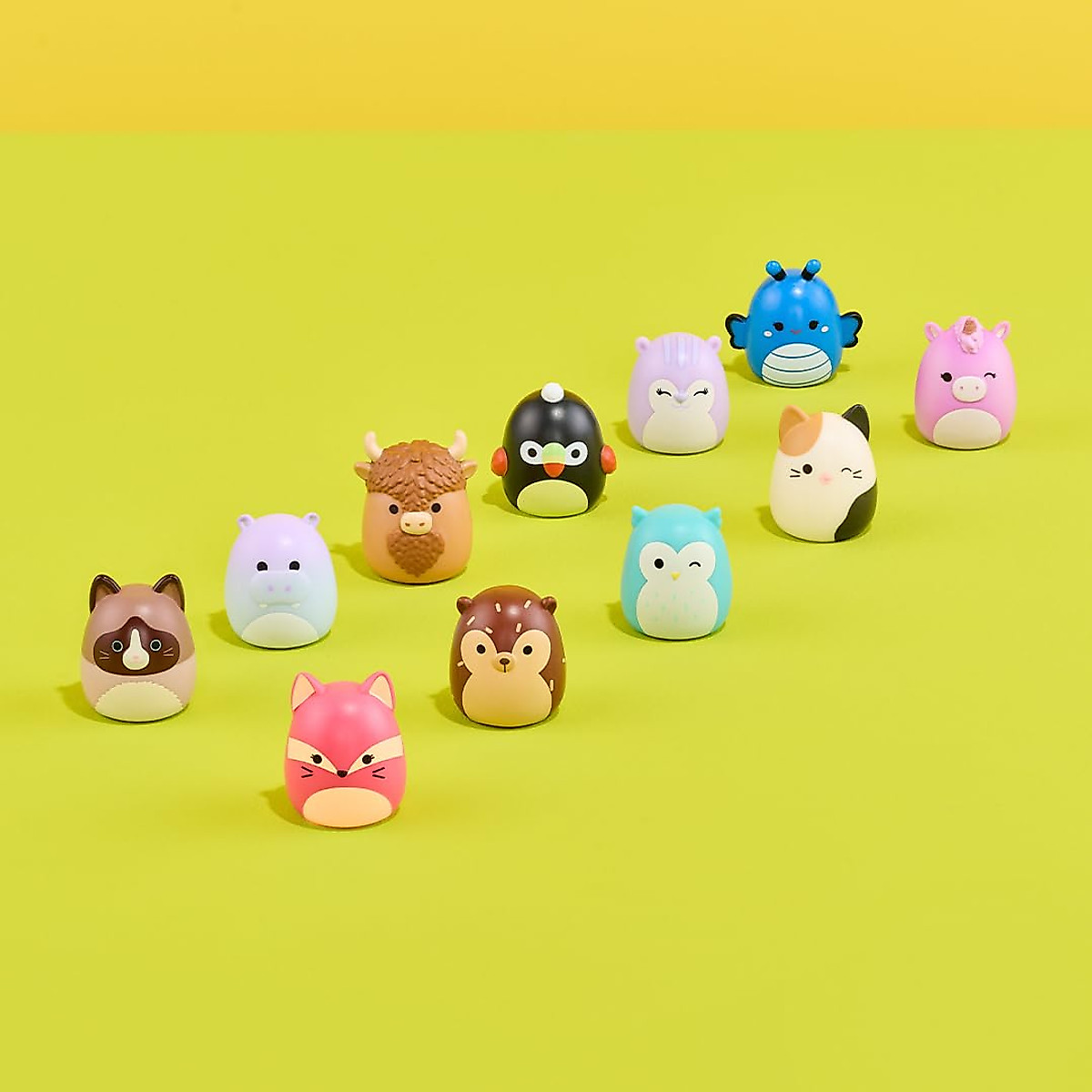 Squish-a-longs 14 Pack - Series 1 - (14) 1” Mini-Squish with 4 Accessories, Ring, and Collector’s Guide - Collect, Trade, & Play