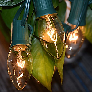 25 Pack C9 Clear Christmas Repalcement Bulbs, C9 Christmas Replacement Light Bulb for Christmas String Light, E17 Intermediate Base- 7 Watts