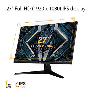 ASUS TUF Gaming VG279Q1A 27” Gaming Monitor, 1080P Full HD, 165Hz (Supports 144Hz), IPS, 1ms, Adaptive-sync/FreeSync Premium, Extreme Low Motion Blur, Eye Care, HDMI DisplayPort (Renewed)