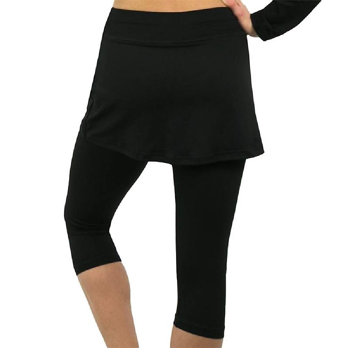 SOFIBELLA UV Staples Abaza 13in Womens Tennis Skirt with Capri Leggings - Black/L