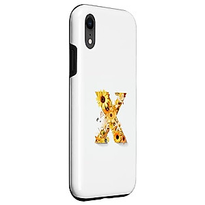 iPhone XR Letter X Initial Monogram Sunflower Minimalist Women Yellow Case