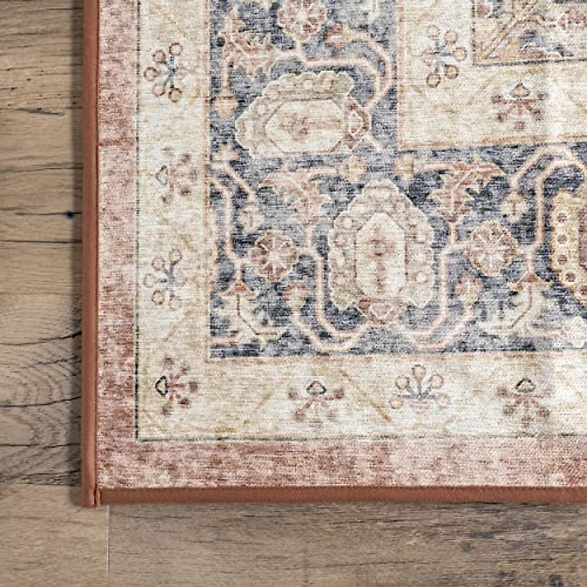 nuLOOM Jessa Faded Medallion Machine Washable Area Rug, 8' x 10', Peach