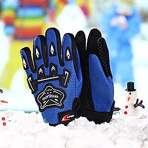 Frienda Kids Motorcycle Gloves Power Sports Racing Gloves Riding Dirty Bike Gloves Winter Bike Cycling Gloves for Riding Cycling Hiking Children Outdoor Sports (Royal Blue)