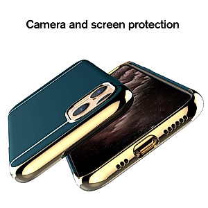RORSOU iPhone 11 Pro Max Case, 3 in 1 Ultra Thin and Slim Hard Case Coated Non Slip Matte Surface with Electroplate Frame for Apple iPhone 11 Pro Max (6.5")(2019) - Dark Green