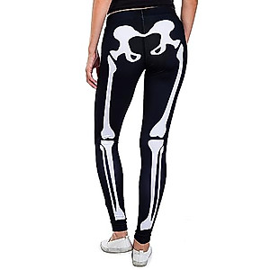 Tipsy Elves Black Skeleton Bones Mid Waisted Halloween Leggings Size Small