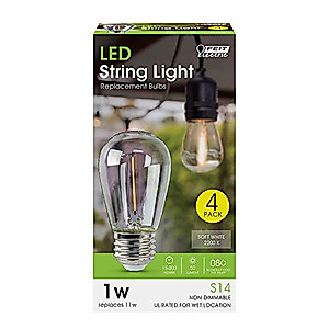 Feit Electric S14/822/FILED/4 1W Non-Dm LED Bulb,4 Bulbs