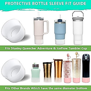 Silicone Boot Sleeve for Stanley Quencher 40 oz 30 oz Tumbler with Handle & for IceFlow 20oz 30oz, Protective Water Bottle Cup Bottom Bumper Cover for Stanley Tumbler Accessories, 2Pack