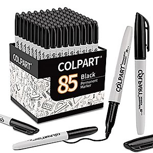 Permanent Markers,Fine Tip Black Permanent Marker Pens Bulk of 85 Pack Black Marker Set Waterproof,Quick Drying Black Markers Permanent Work On Wood,Metal,Plastic,Stone,Glass For Office School Home