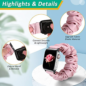 Fimpressiont 10 Packs Compatible with Apple Watch Bands Scrunchies 38mm 40mm 41mm 42 mm 44mm 45mm Women Girls Cute Cloth Pattern Printed Fabric Wristbands Straps Band for iWatch Series