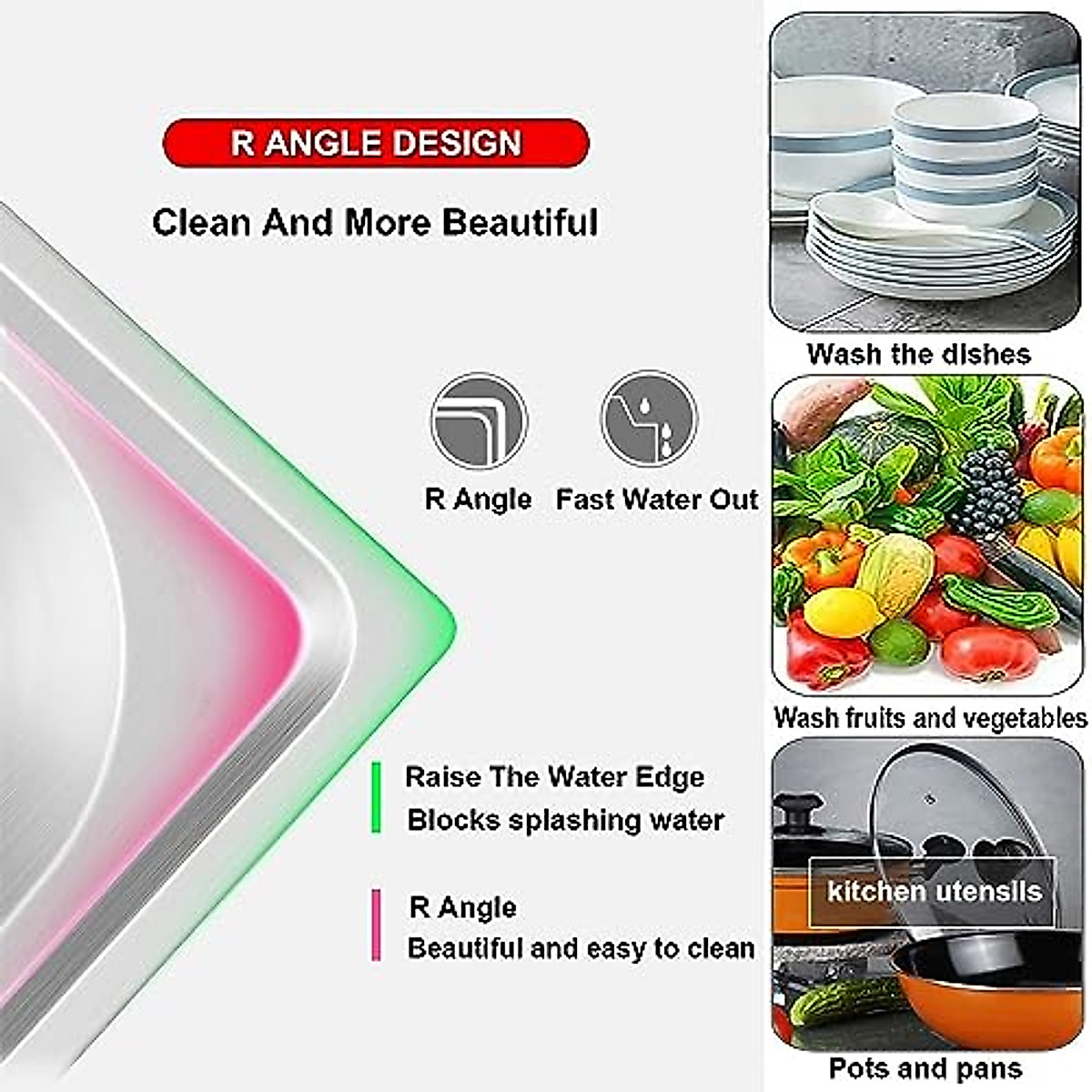1 Compartment Restaurant Kitchen Utility Sink, Free Standing Mobile Sink Single Bowl, Multifunction Washbasin, Easy to Clean, for Laundry Room Bathroom Farmhouse Garage (Size : A 53x38cm/20.8x15in)