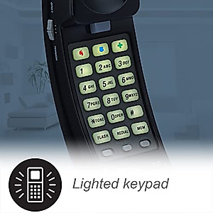 AT&T 210 Basic Trimline Corded Phone, No AC Power Required, Wall-Mountable, Black