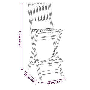 vidaXL 2 pcs Solid Acacia Wood Folding Patio Bar Stools - Farmhouse Style Outdoor Seating - Sturdy and Durable Construction - Comfortable High Chairs for Garden, Balcony