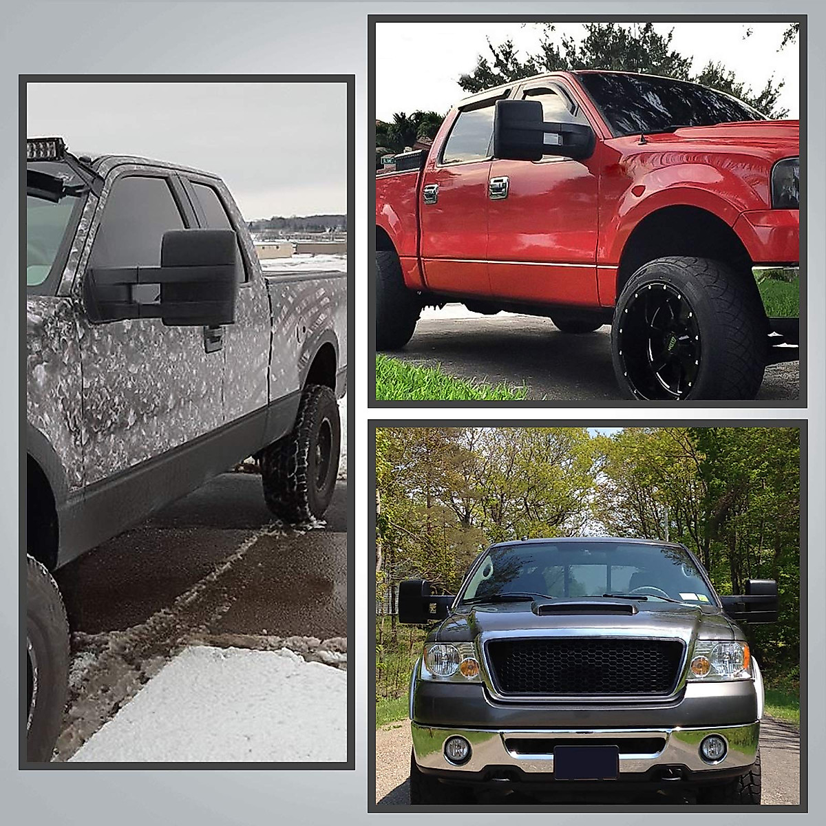 AUTOSAVER88 Towing Mirrors Compatible with 2004 2005 2006 Ford F150 Truck, Trailer Tow Mirrors w/Power Heated Glass Turn Signal Puddle Lamp, Manual Telescoping and Folding Side Mirror