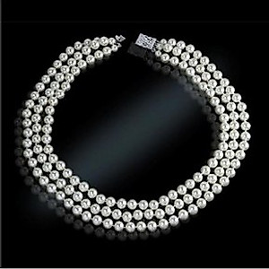Jacqueline Jackie Kennedy Triple Strand Pearl Necklace 20" In Shell Pearl…