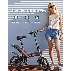 Sailnovo 14'' Folding Electric Bike for Adults, Peak 500W Ebike for Teenagers, 20 MPH Ebike, Up to 50 Miles Foldable Electric Mini Bicycle with 374WH Battery, LCD-Display, Dual Suspension