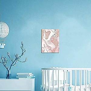 Canvas Wall Art Canvas Prints Wall Decor Posters Artworks Framed Ready To Hang For Home Bedroom Living Room Home Decoration 12"x16"Inch Modern Rose Gold Glitter Coral Gray Pastel Marble