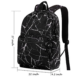 Choco Mocha Black Marble Backpack for Girls Travel School Backpack 17 Inch