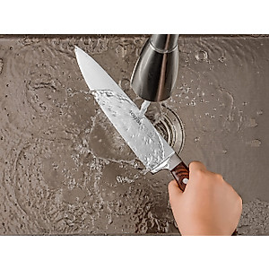 AOKEDA 15-Piece Kitchen Knife Set with Block, Stainless Steel Knives, include Sharpener, Poultry Shears (Classic Pakkawood)