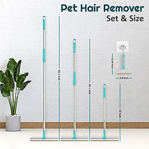 Quality Score Pet Hair rake Bundle, Retractable Cat & Dog Hair Carpet rake Remover | This pet Hair Broom & Carpet Brush for Carpets Rugs Mats Couch & Pet Tower with 2 Hanging Hooks Easy to Every Hair