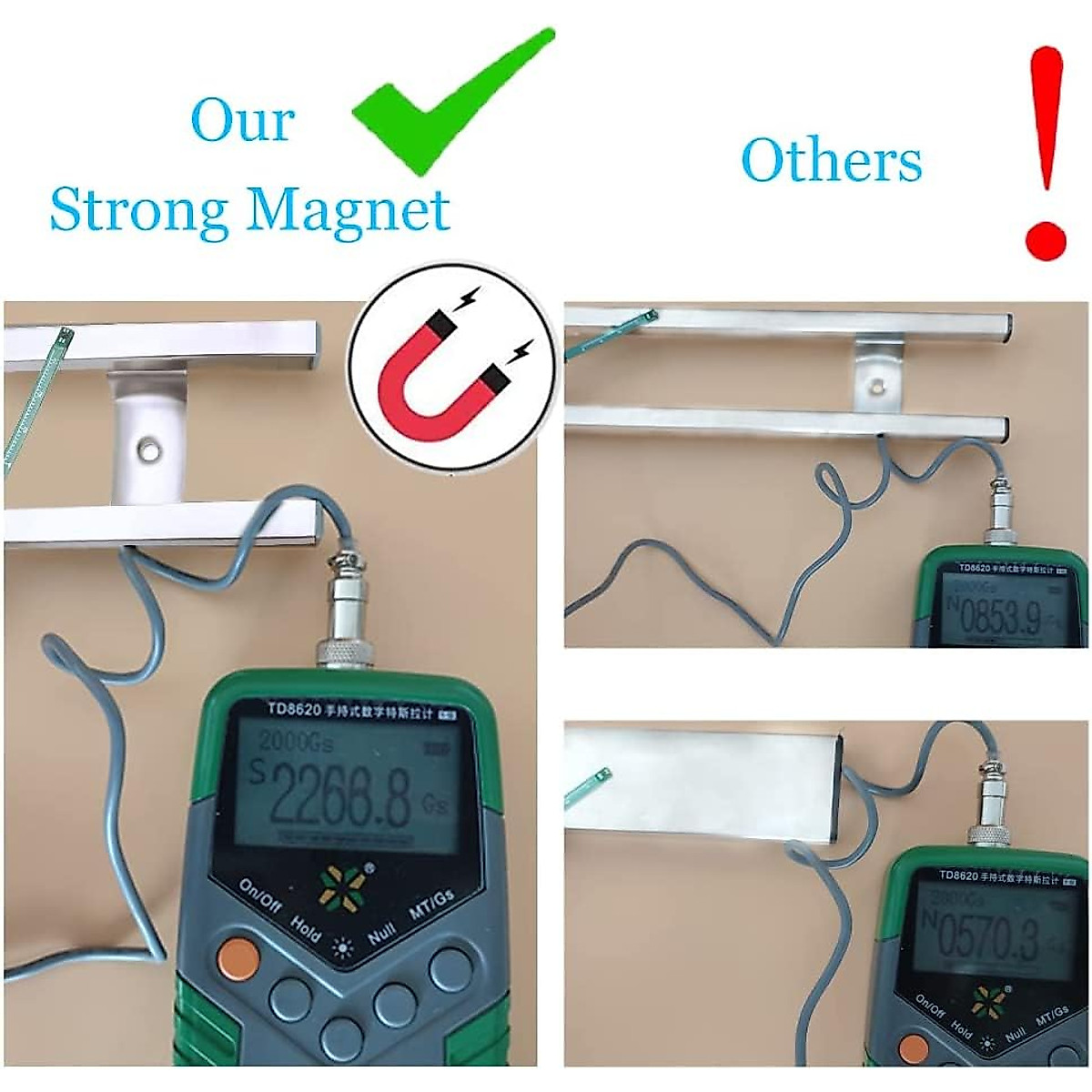 YIIYIIN 18 Inch Magnetic Knife Holder with Hooks - Magnetic Kitchen Knife Bar - Magnetic Knife Strips - Magnetic Utensil Holder - Kitchen Utensil Hanger - Kitchen Organizer