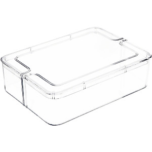 Pioneer Plastics 030C Clear Small Rectangular Plastic Container, 5.4375" W x 4" D x 1.5" H, Pack of 4