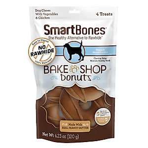 SmartBones Bake Shop Donuts with Peanut Butter, Treat Your Dog to Rawhide-Free Chews, 4 Count