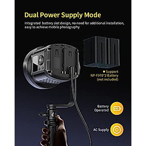 RaLeno 80W LED Studio Video Light, Continuous Lighting with 5600K 7200Lux@1M CRI 95+ Brightness Adjustable, Efficiency Cooling Fan and Bowens Mount, for YouTube Outdoor Video Recording Photography