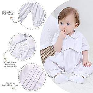 Booulfi Boys Christening Outfit 0-12 Months Baby Boy Baptism Outfit Short Boys' Christening Clothing with Hat Shoes