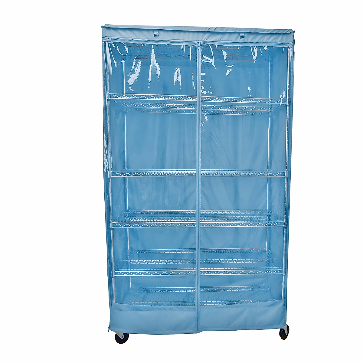 Formosa Covers Storage Shelving Rack Cover with One See Through PVC Panel in Color Glacier Blue (36" W x 18" D x 72" H)