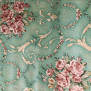 Moyishi Vintage Floral Rose Paper Peel & Stick Shelf Liner Dresser Drawer Sticker 17.7''x78.7'' (M Green)