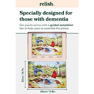 Relish Large Piece Puzzles for Seniors, 35 Piece Bathing Birds Jigsaw Puzzle, Dementia Products for Elderly