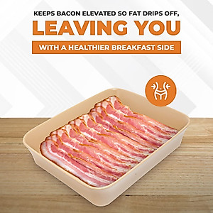 ZFJ Large Bacon cooker for Microwave Oven Bacon Cooker Tray, Ceramic Baking Pan for Microwave Bacon Cooking Healthy Breakfast -Make Crispy Bacon in Minutes