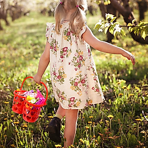 Zcaukya 6 Packs Easter Baskets, 7.1" x 7.9" x 4.3" Small Plastic Heart Shaped Basket with Handles, Heart Hollowed Baskets Holders for Romantic Party Wedding Part Decor