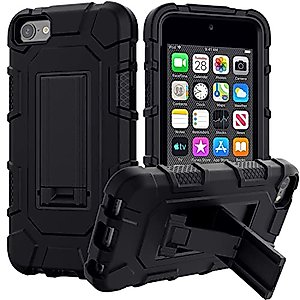 ZoneFoker for iPod Touch 7th Generation Case, iPod Touch 6th / 5th Generation Case Heavy Duty Shockproof Rugged Cover for Apple iPod Touch 7/6/5 Generation Case Black