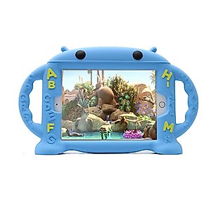 Kids Case for iPad Mini 5/4/3/2/1 Shockproof Silicone Protective Cover Handle Stand Case Fit Apple New iPad Mini 5th Generation 7.9" 2019 [CHINFAI Cartoon Robot Series] (Blue)