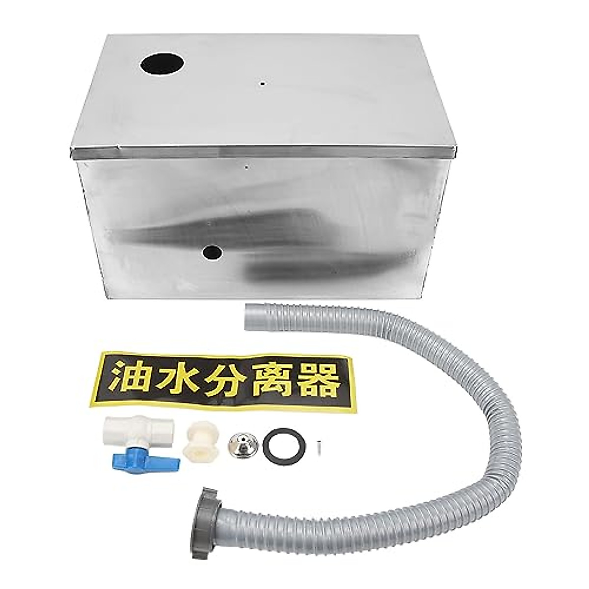400x250x230mm Grease Trap, Commercial Grease Interceptor 3 Level Filtration Waste Interceptor Stainless Steel Waste Water Oil Water Separator for Home Kitchen, Restaurant, Factory