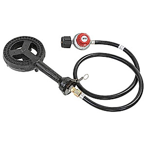 Concord 6" Diameter High Pressure Banjo Jr Burner Head with Brass Orifice and Build in Stand (Burner Head with Regulator Hose)