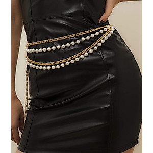 Rumtock Pearl Tassel Layered Gold Waist Chain Belly Accessories Dainty Ladies Dress Accessories Body Jewelry for Women Girls