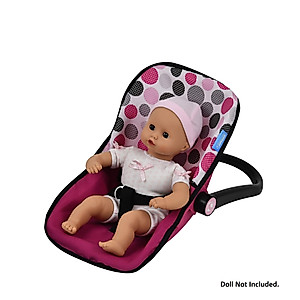 Hauck Pink Dot Doll Car Seat is a Plastic Shell with Fabric and Includes Harness Belt to Keep The Baby Doll Secure and can be Converted into a Feeding Chair, Multi