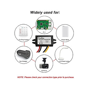 PlusRoc Waterproof 12V/24V to 5V Converter DC-DC Step Down Module Power Adapter Compatible with Raspberry Pi 4, Cellphone, Car (USB Type-C Connector)