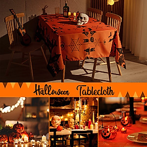 MikiUp Rectangle Halloween Tablecloth - Haunted House Decorative Holiday Table Cloth, Waterproof and Washable Fabric Table Cover for Party Kitchen Dining Room Indoor, 60 x 84 Inch