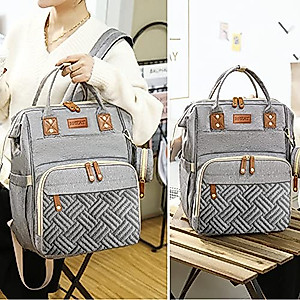 3 in 1 Diaper Bag Backpack with Changing Station Portable Baby Back Pack with USB Charge Maternity Diaper Bag Grey