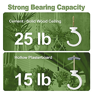 Aidoclip 2PCS Ceiling Hooks for Hanging Plants,Heavy Duty Plant Swag Hooks,Hanging Planter Wall Hook, Indoor and Outdoor Plant Hangers