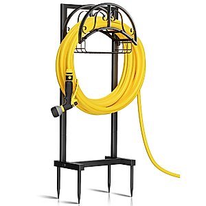 Yalivon Garden Hose Holder Freestanding, Water Hose Holder Hose Hanger Heavy Duty Metal Hose Stand Holds 160-feet Hose, Outdoor Hose Organizer Sturdy Garden Hose Storage Rack for Outside