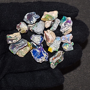 OdrillionGems 25carats Natural Raw Black Ethiopian Opal Gemstones, Opal Rough Stones, DIY Jewelry Making, Chakra Healing Crystals, Loose Wholesale Lot, October Birthstone, Hand Craft, Valentine Gift