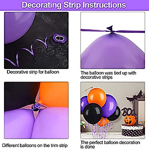202 Pieces Halloween Balloon Garland Arch kit 13 Inch and 24 Inch Black Orange Purple Latex Balloons, Balloon Tap Strip, Adhesive Dots for Halloween Party Decorations Supplies