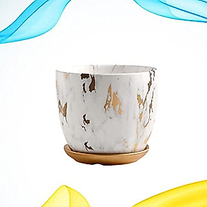 ARTIBETTER 1pc White Fairy Gardening Plant Orchid Succulent Plants Bonsai Planter Holder Cactus Modern Retro Pot: Supply Office Saucers Pots Marbling Vase Flowerpot Ceramic for Pot