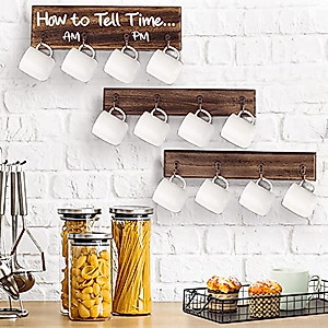 BARGIFTS Mug Holder with 16 Hanger Hooks, Wall Mounted Cup Organizer Rack for Kitchen, Bar, Living Room, Barthroom,Mug Rack for Wall Coffee Cup Rack Set of 4 Coffee…